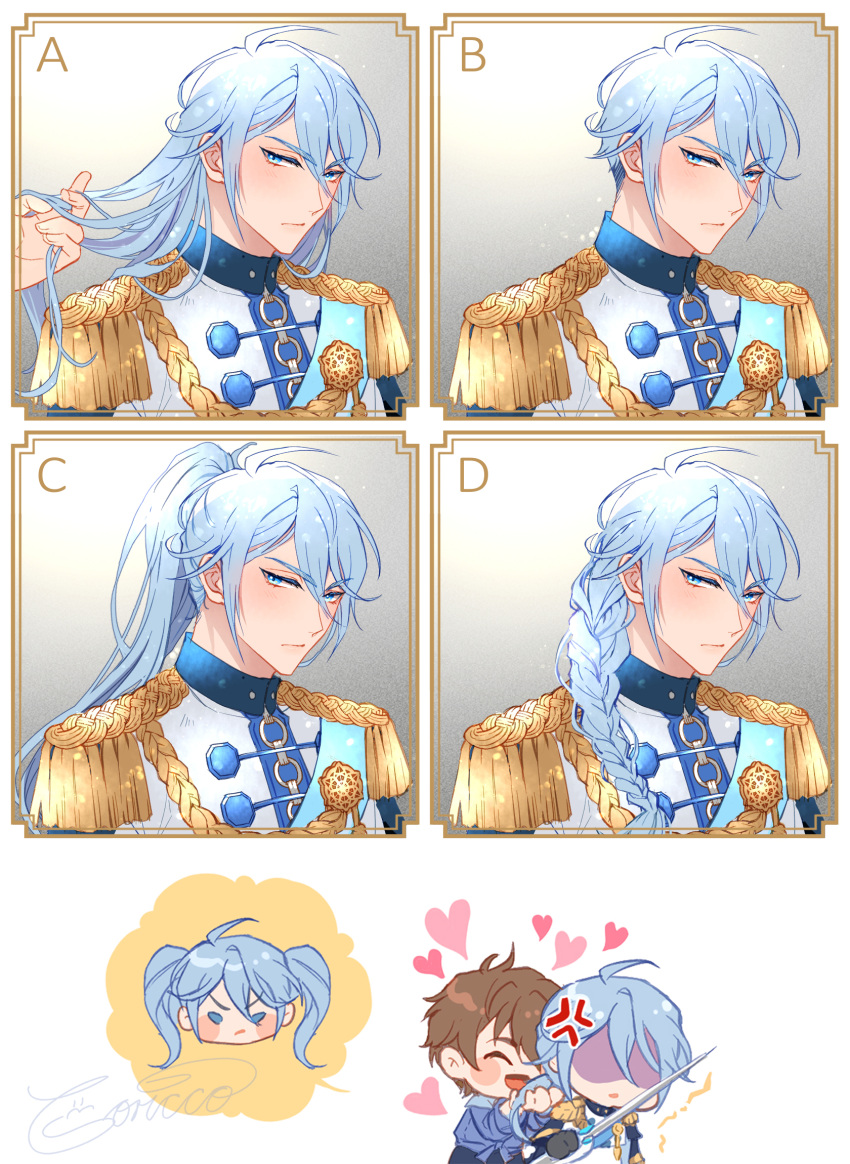 Safebooru - 2boys alternate hair length alternate hairstyle angry blue ...