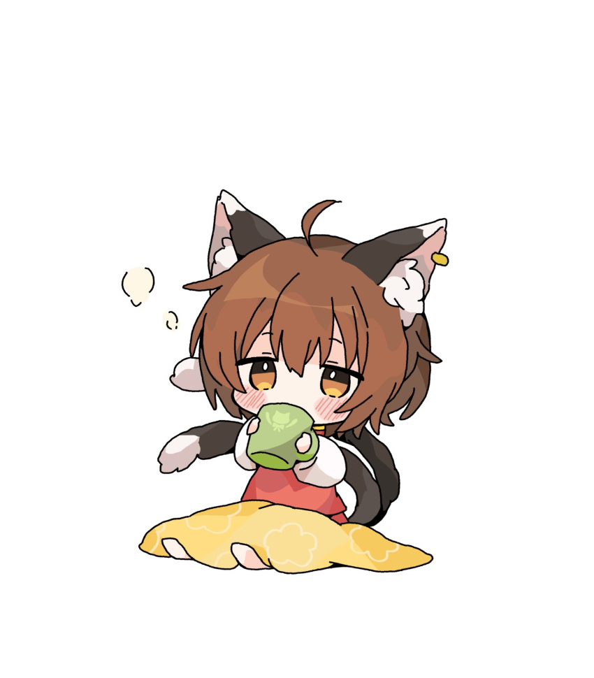 Safebooru - 1girl ahoge animal ears brown eyes brown hair cat ears ...