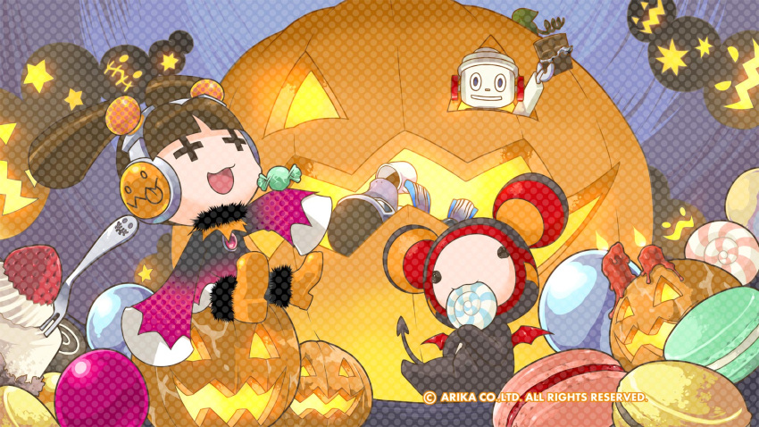 Safebooru - + + candle candy chibi dress food fork full body halloween ...