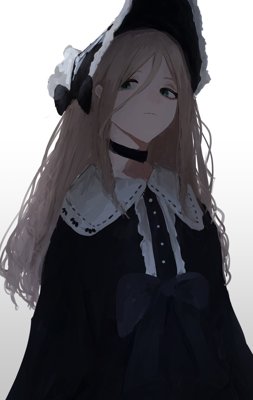 Safebooru - 1girl absurdres black choker black headwear blonde hair bow choker closed mouth ...