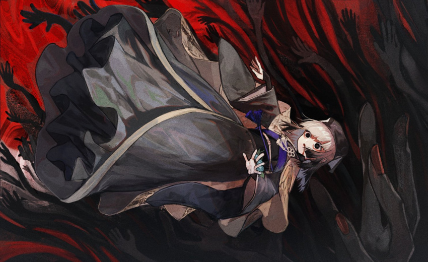Safebooru - 1girl black eyes blood blood from mouth disembodied limb ...