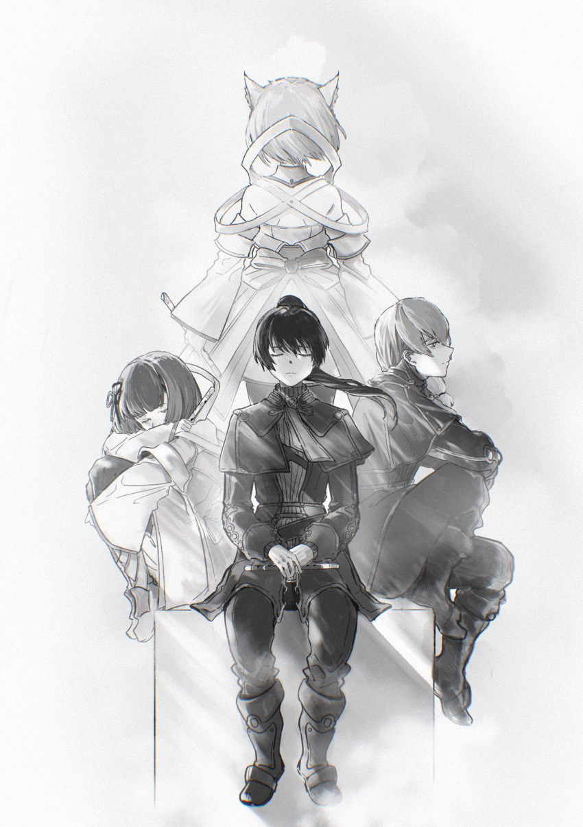 Safebooru - bare shoulders crys (xenoblade) flute greyscale highres ...