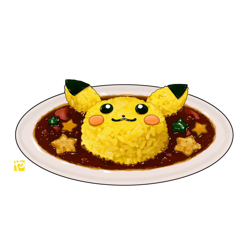 Safebooru - absurdres food highres no humans pikachu plate pokemon rice ...