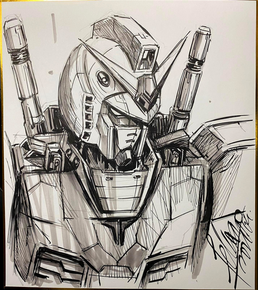 Safebooru - chinese commentary felix ip greyscale gundam highres ink ...