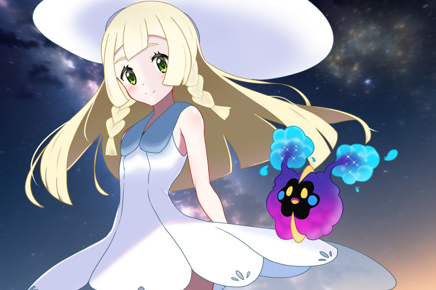 Safebooru - 1girl bangs blonde hair blunt bangs blush braid closed mouth collared dress ...