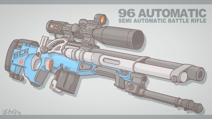 Safebooru - bipod bocchi-ya-nawi commentary request grey background gun ...