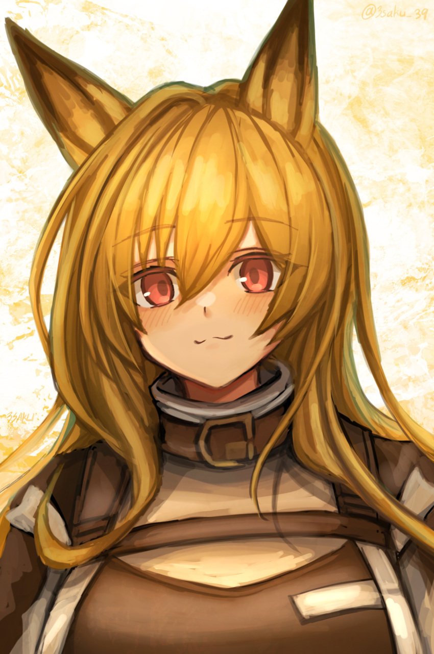 Safebooru - 1girl 3 (sanyako1) :3 animal ears arknights blush brown hair brown jacket ceobe ...