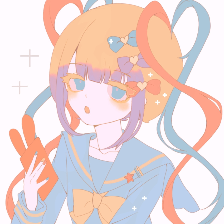 Safebooru 1girl Aqua Hair Bangs Blonde Hair Blunt Bangs Bow 8663