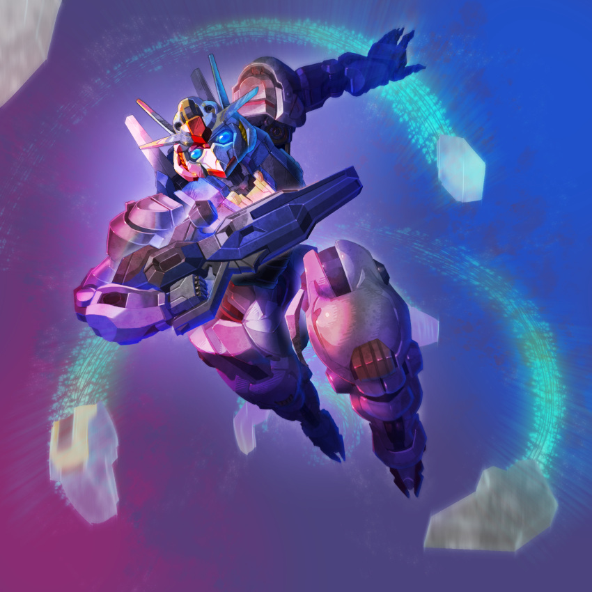 Safebooru - beam rifle bit (gundam) blue background blue eyes energy ...