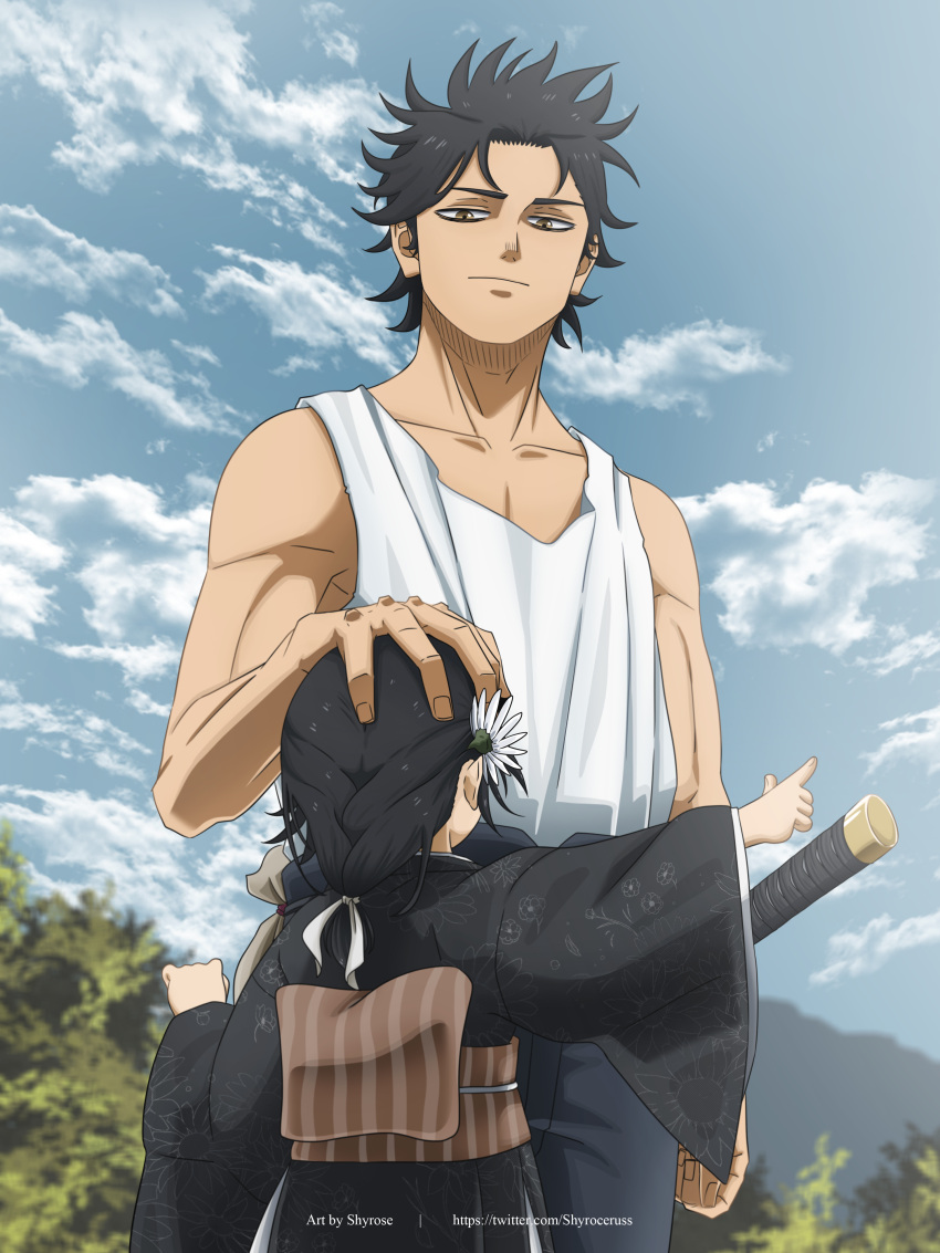 Safebooru - absurdres black clover black hair braid flower hair flower hair ornament highres ...