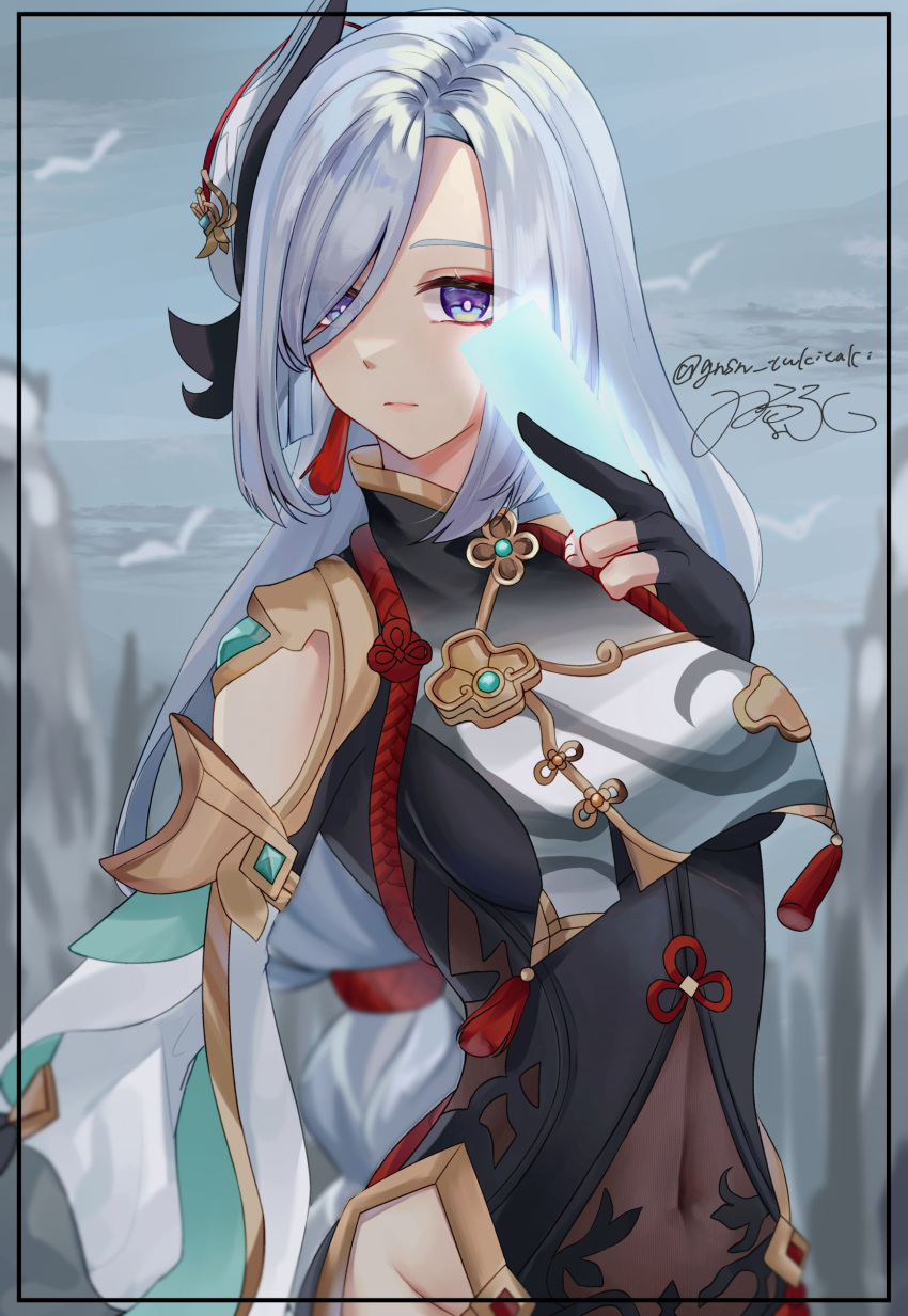 Safebooru - 1girl absurdres bangs black gloves blue eyes breasts ...