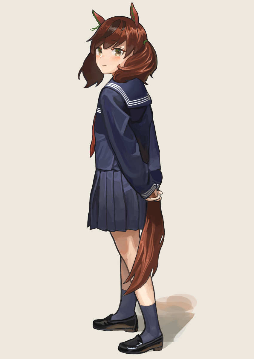 Safebooru - 1girl absurdres alternate costume animal ears arms behind back bangs black footwear ...
