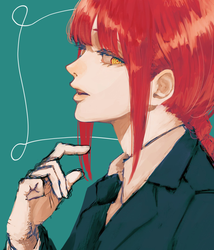 Safebooru - 1girl bangs black coat black necktie bonjindaaa braid braided ponytail chainsaw man ...