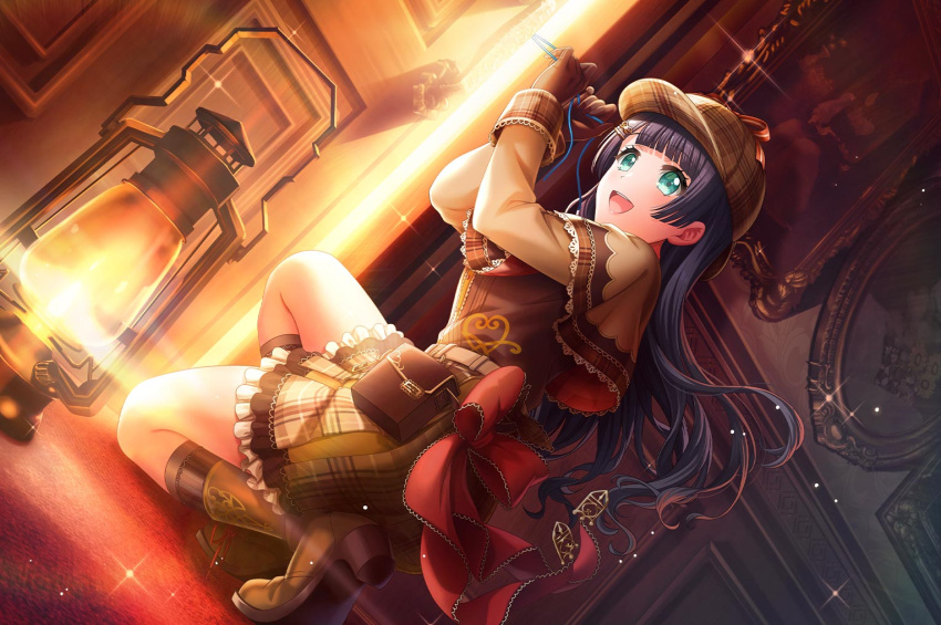 Safebooru - blush d4dj detective dress green eyes long hair purple hair smile togetsu rei | 4172769