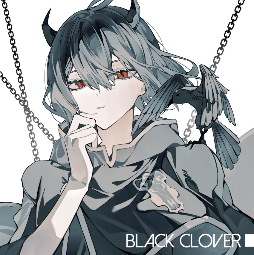Safebooru - 1girl bird black capelet black clover black hair capelet chain crow demon horns ...