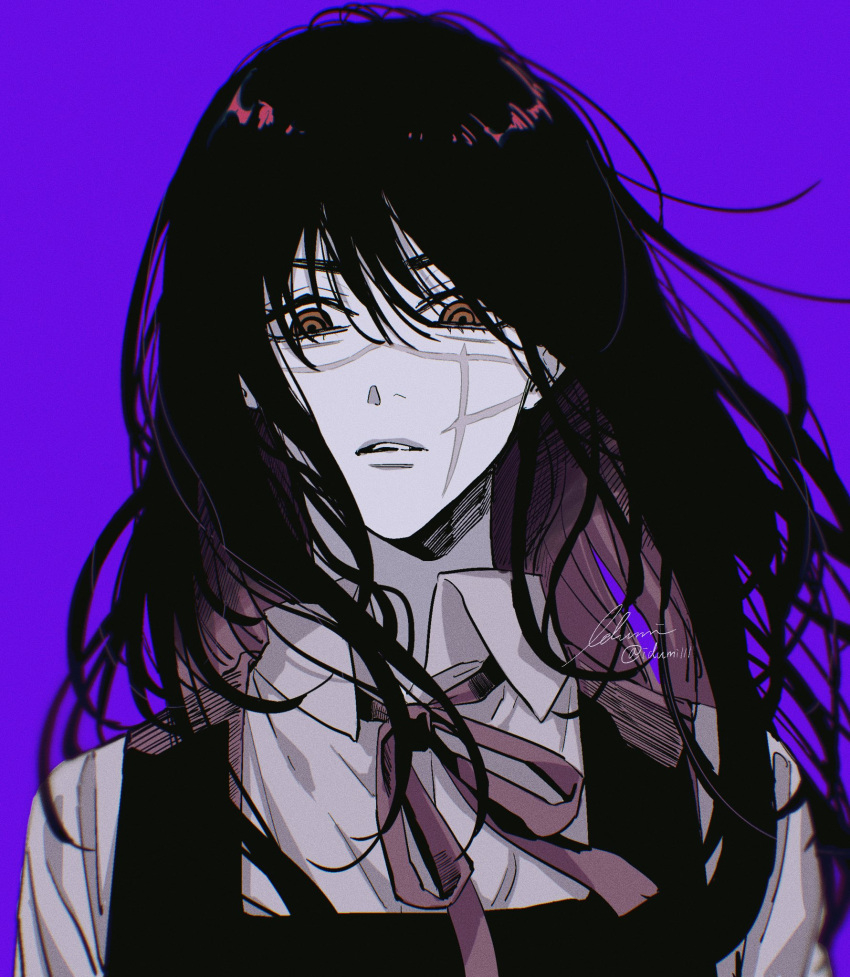 Safebooru - 1girl black hair chainsaw man collared shirt dress hair between eyes highres izumi ...