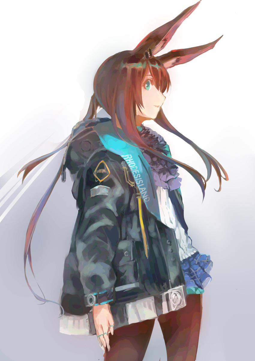 Safebooru - 1girl absurdres amiya (arknights) animal ears arknights black thighhighs bow bowtie ...