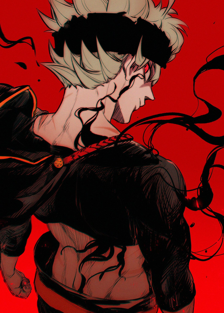 Safebooru - a1534529844 ahoge asta (black clover) black clover black headband darkness grey hair ...