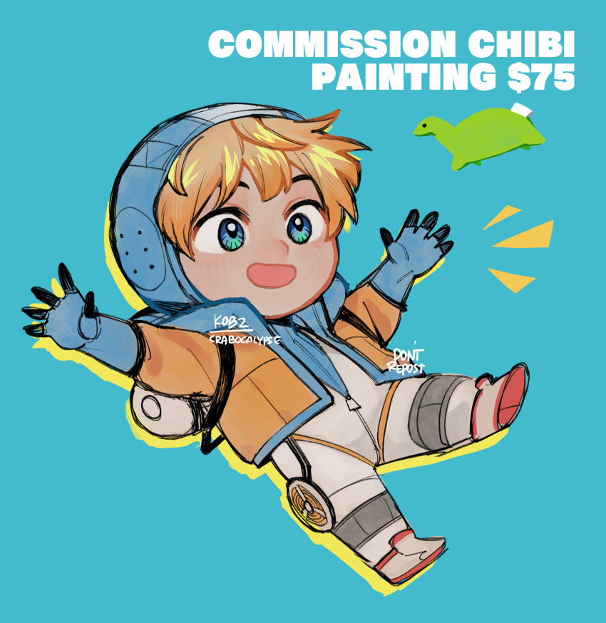 Safebooru - 1girl absurdres animification apex legends bangs blonde hair blue background blue ...