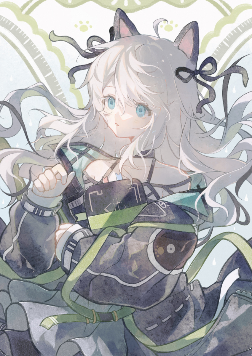 Safebooru - 1girl absurdres ahoge animal ears arknights black choker black jacket black ribbon ...