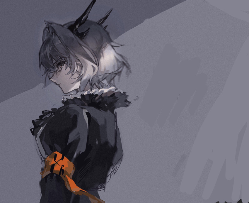 Safebooru - 1girl arknights armband black dress dragon horns dress from ...