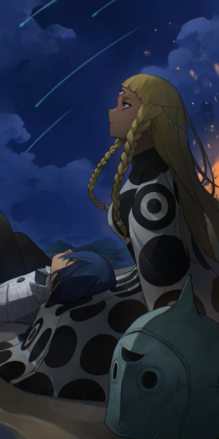 Safebooru - 1boy 1girl absurdres beach blonde hair blue hair blunt ...