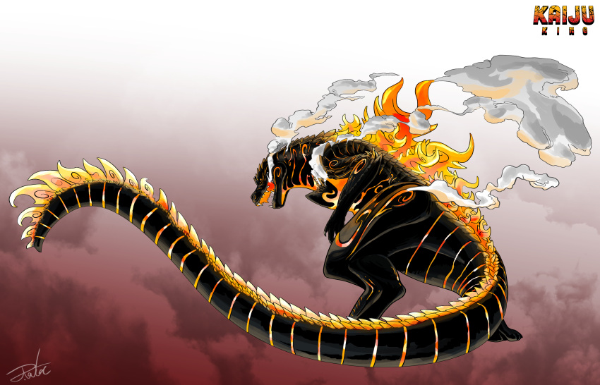 Safebooru - absurdres burning godzilla claws digitigrade dinosaur ...