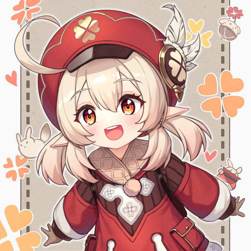 Safebooru - 1girl ahoge backpack bag blonde hair brown gloves dress genshin impact gloves hair ...