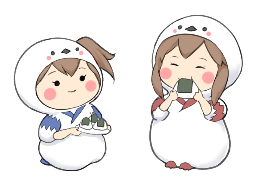 Safebooru - 2girls akagi (kancolle) bird costume blush stickers brown ...