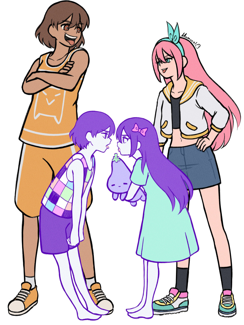 Safebooru - 2boys 2girls absurdres artist name aubrey (faraway) (omori) aubrey (headspace ...