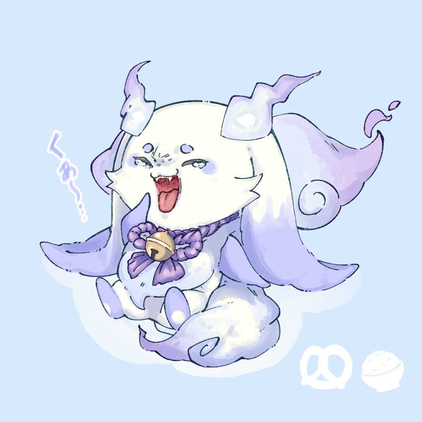 Safebooru - bell blue background buranka closed eyes creature fangs ...