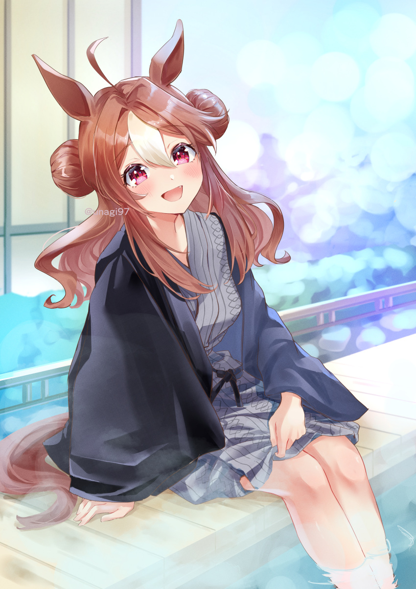 Safebooru - 1girl absurdres ahoge animal ears ashiyu blurry blurry background blush breasts ...