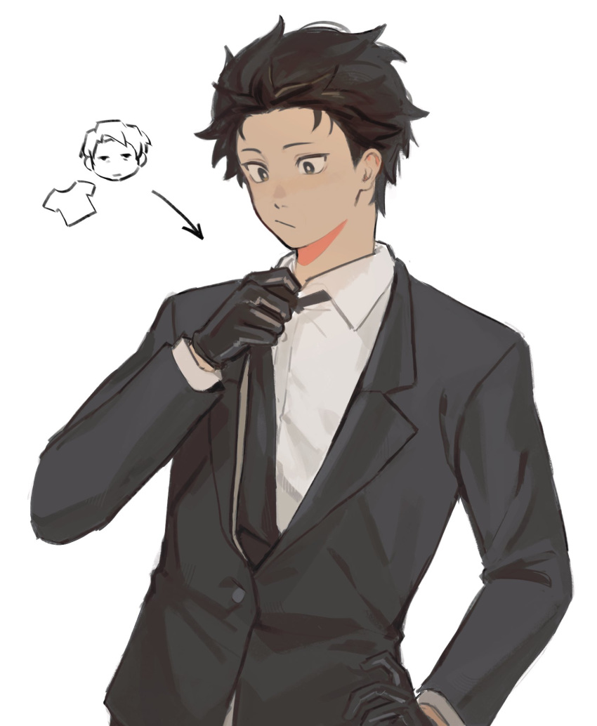Safebooru - 1boy bad link black gloves black hair black necktie brown ...