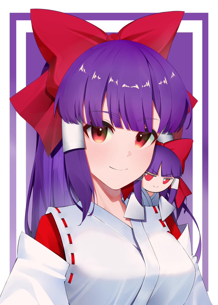 Safebooru - absurdres bow detached sleeves gohei hair bow hair tubes ...