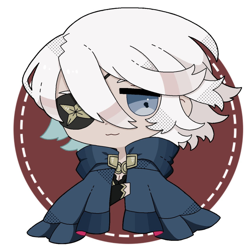 Safebooru - 1boy blue eyes blue hood chibi closed mouth eyepatch fire ...