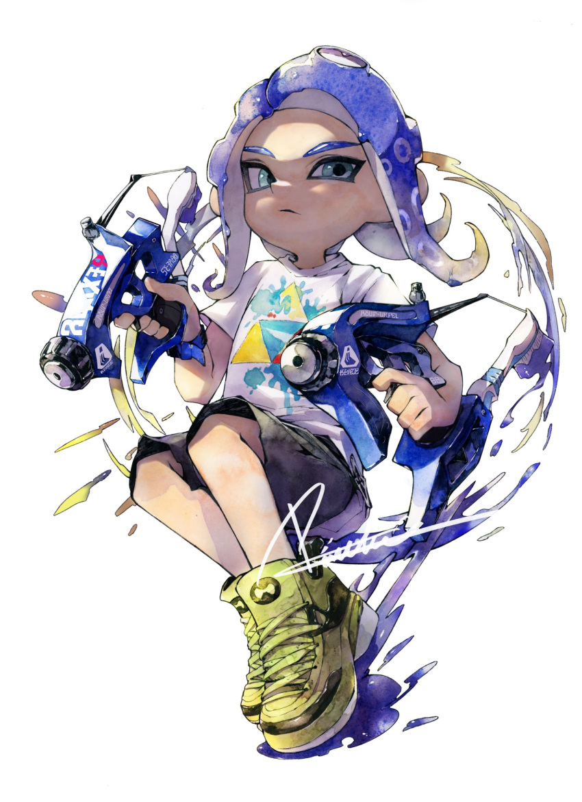 Safebooru - 1girl aqua eyes black shorts blue hair closed mouth ...