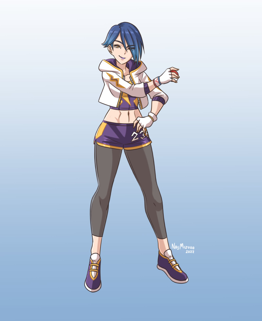 Safebooru - 1girl blue hair cropped jacket dynamax band gym uniform ...
