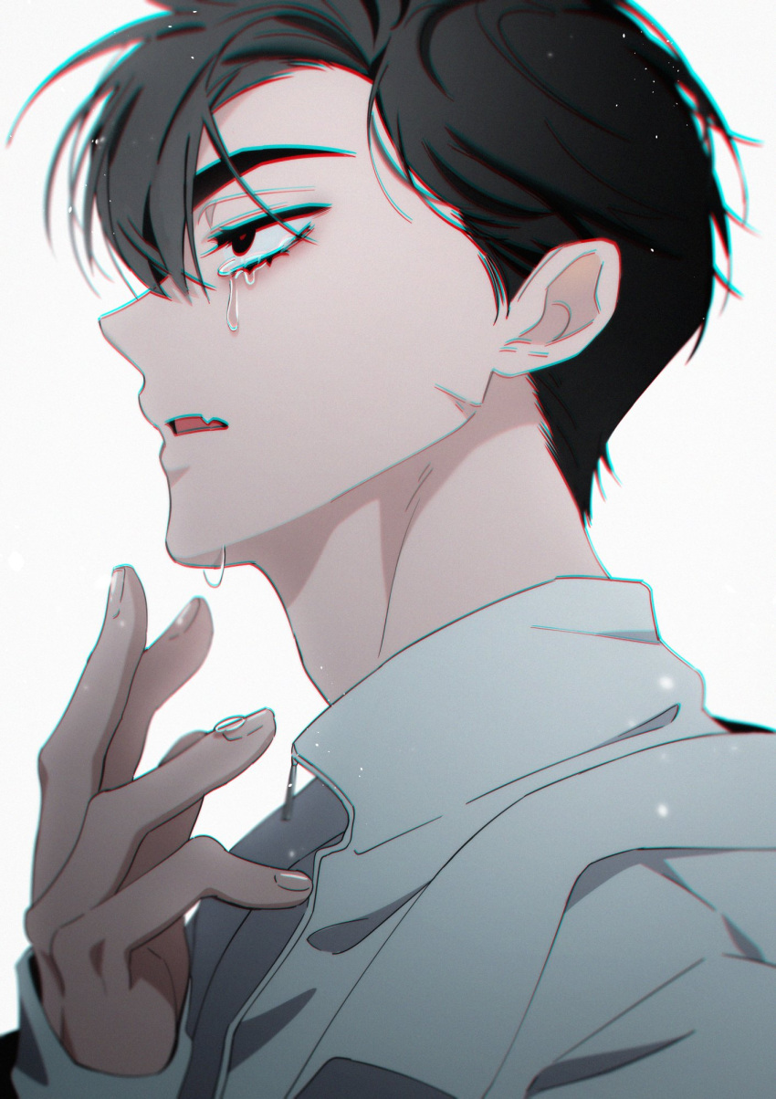 Safebooru - 1boy alien stage black eyes black hair commentary request crying crying with eyes ...