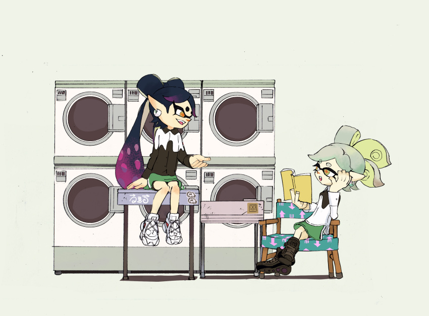 Safebooru - 2girls alternate costume black hair book callie (splatoon ...