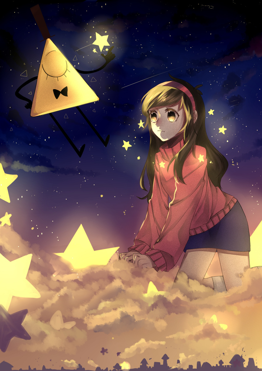 Safebooru - 1boy 1girl absurdres bill cipher bow bowtie brown eyes ...