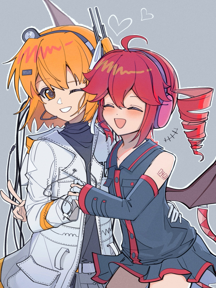 Safebooru - 2girls a.i. voice adachi rei ahoge arm tattoo belt black shirt black skirt black ...