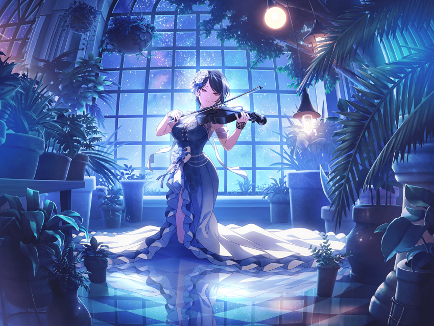 Safebooru - bang dream! black hair blush dress short hair violin yashio ...