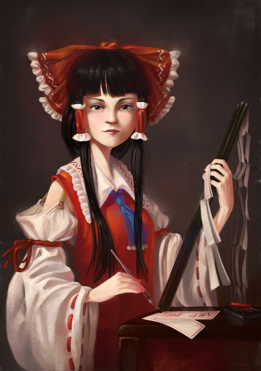 Safebooru - 1girl ascot bangs blunt bangs bow breasts brown eyes ...