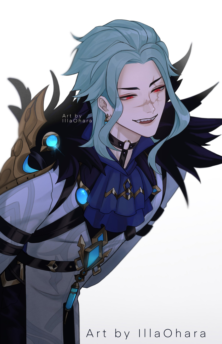 Safebooru - 1boy absurdres armor artist name ascot black choker black pants blue ascot blue ...