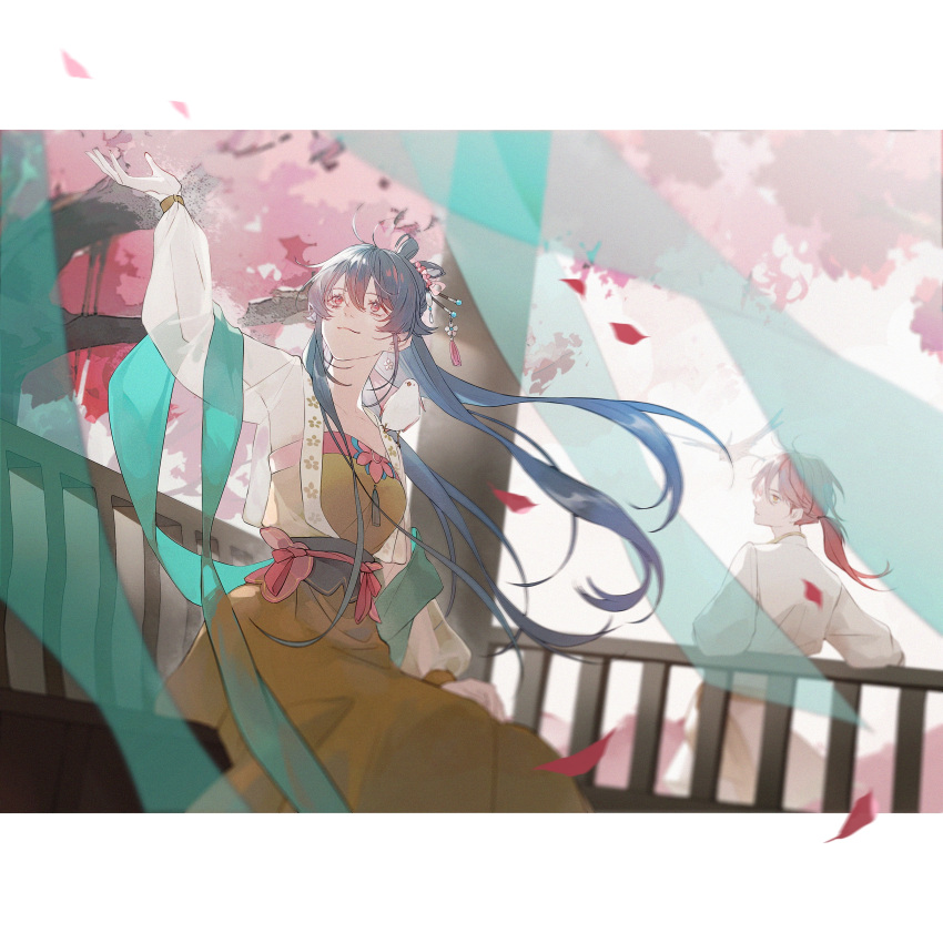 Safebooru - 1boy 1girl :3 absurdres bangs blue hair chinese clothes ...