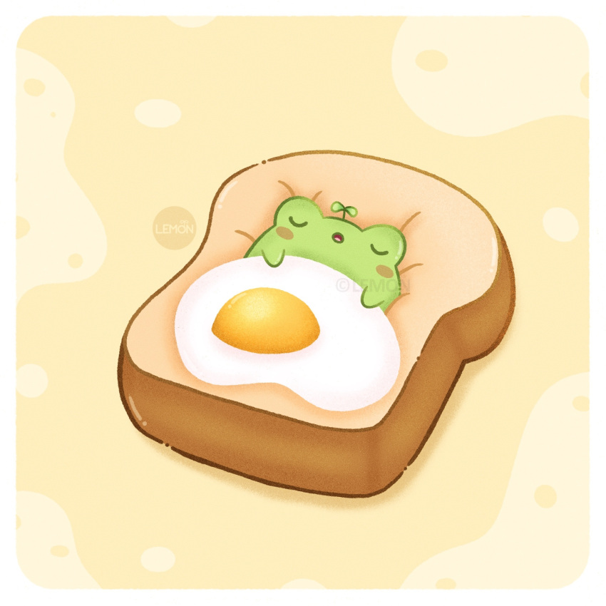 Safebooru - artist name closed eyes food fried egg fried egg on toast ...
