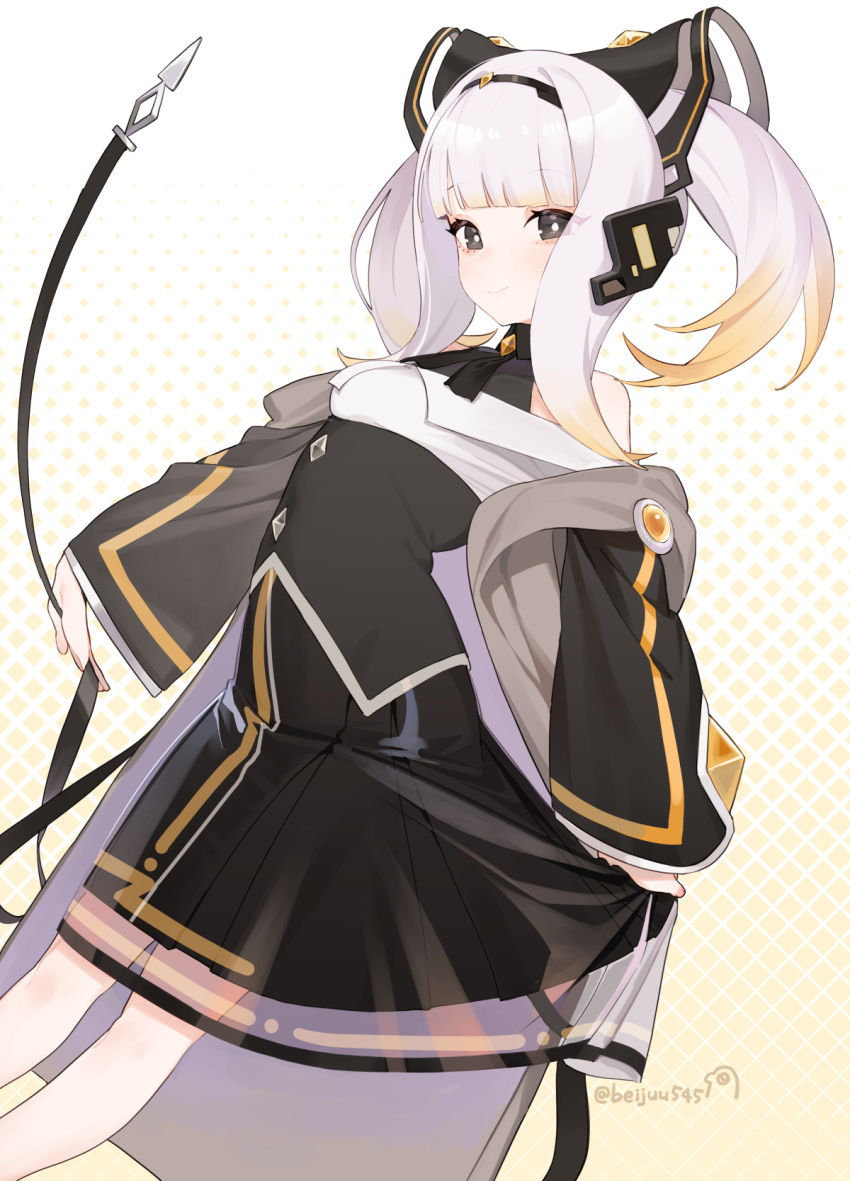 Safebooru - 1girl bangs bare shoulders beijuu black dress black eyes black hairband blonde hair ...