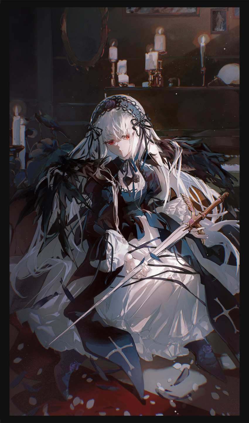 Safebooru - 1girl absurdres bangs black border black bow black bowtie ...