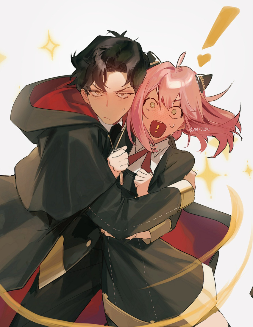 Safebooru - ! 1boy 1girl aged up anya (spy x family) black hair blush ...