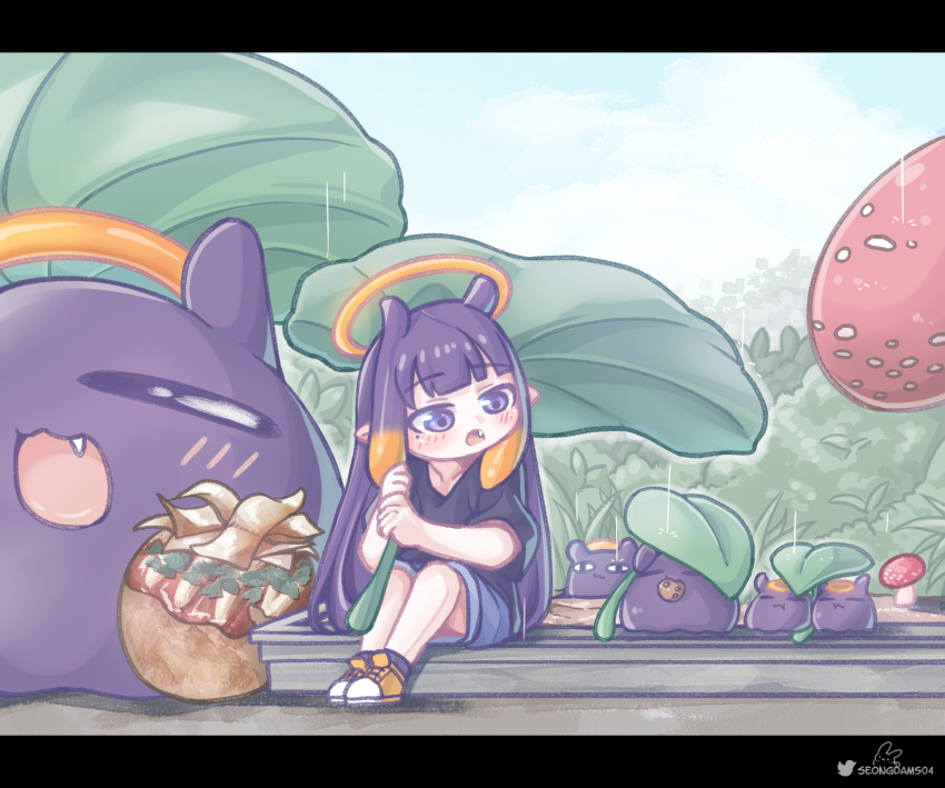 Safebooru - 1girl alternate costume animal ears bangs black shirt black shorts blunt bangs blush ...